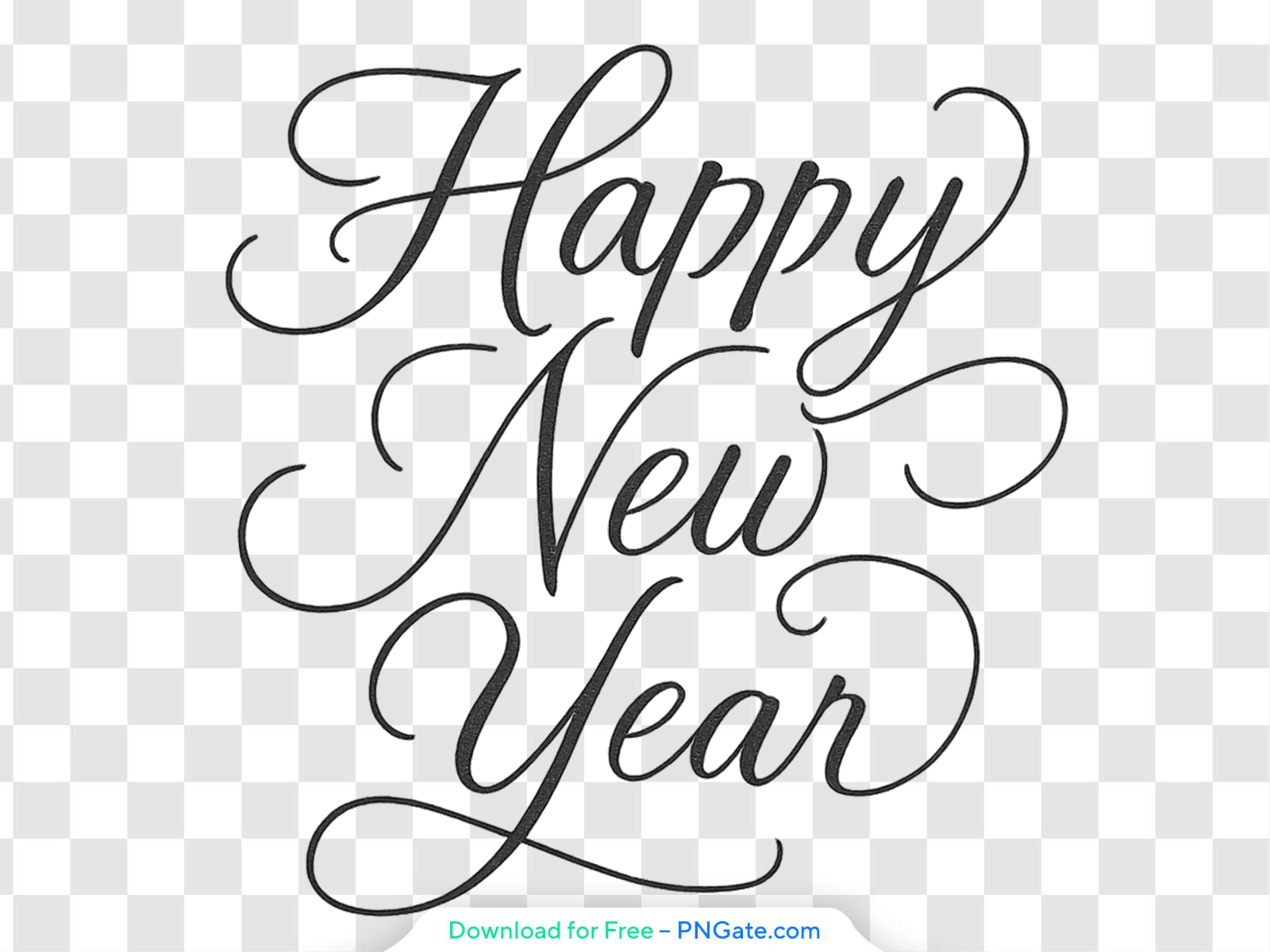 Handwritten Black Calligraphy Happy New Year Free PNG - PNGate